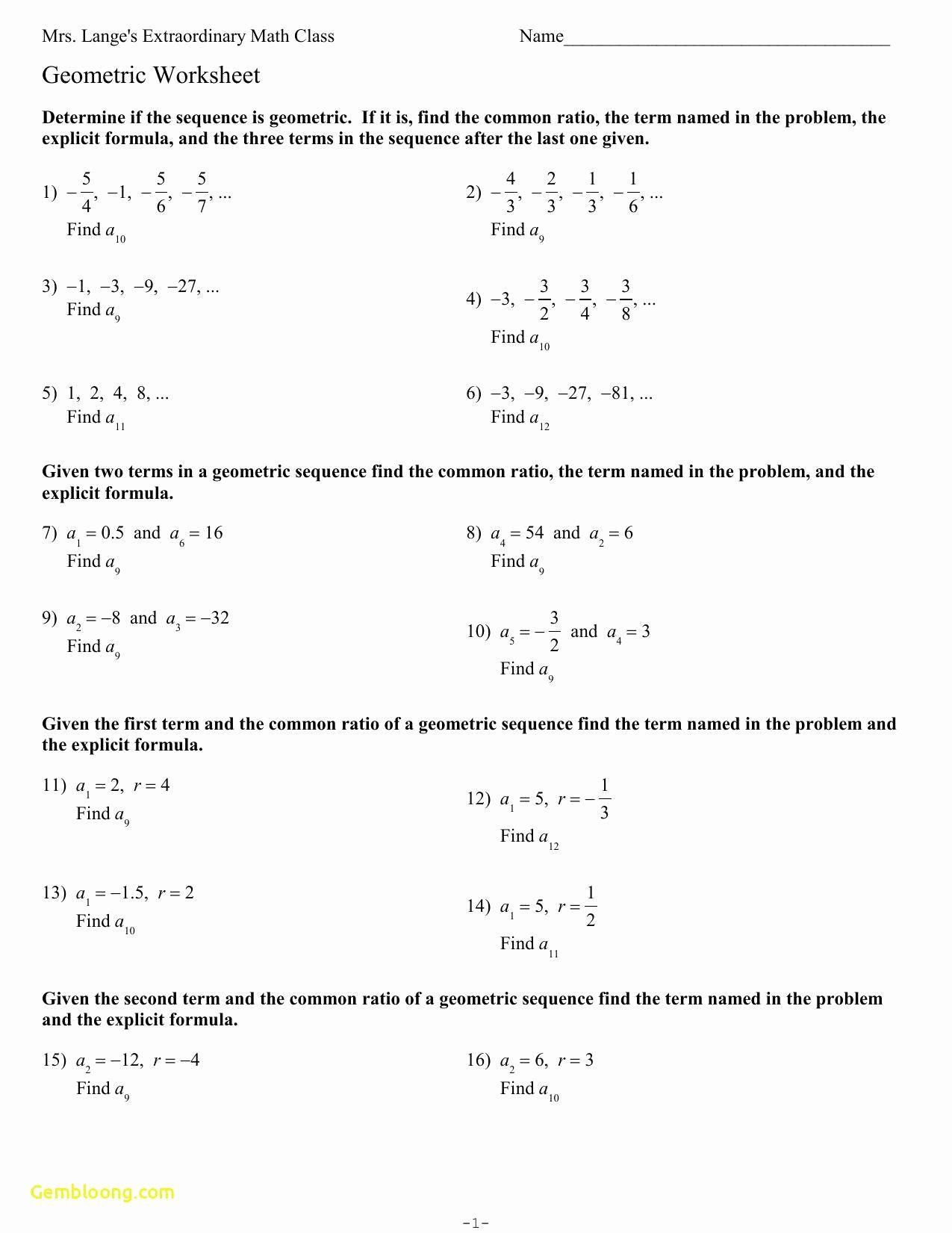 Arithmetic Sequence Worksheet Answers Worksheet For Education