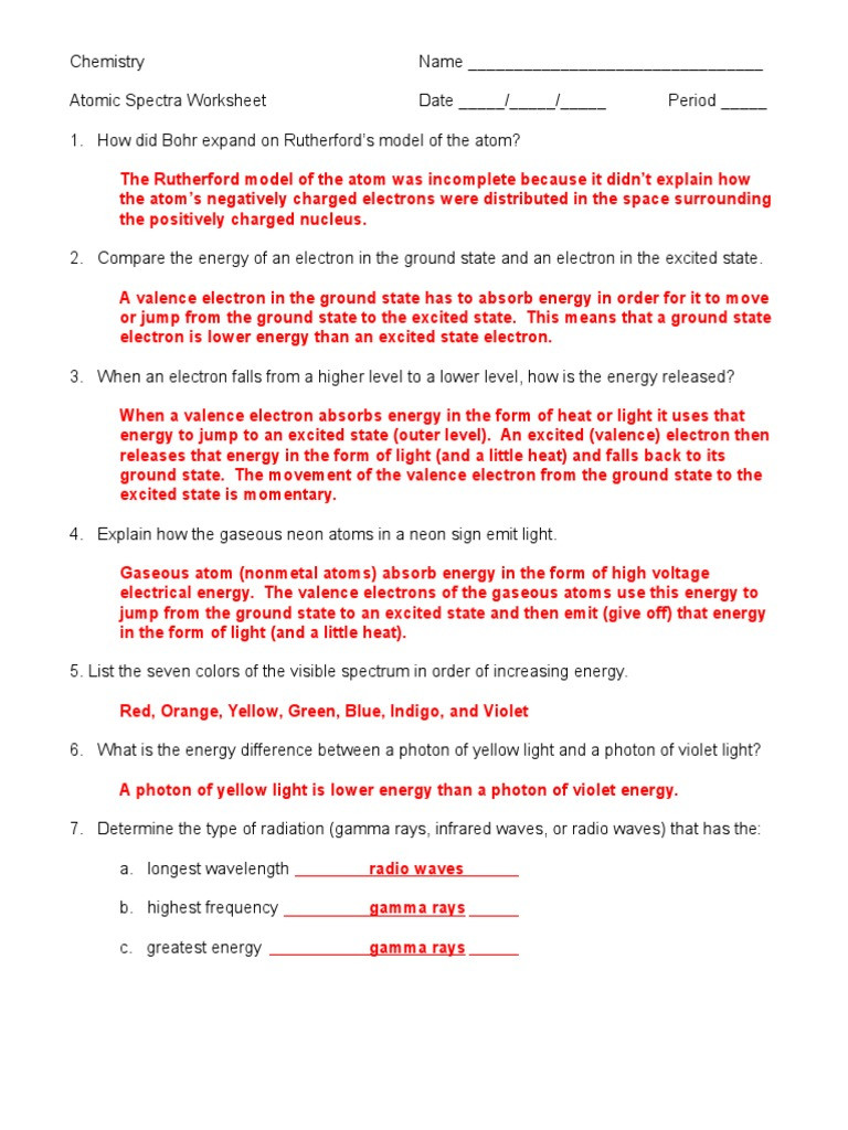 The Electromagnetic Spectrum Worksheet Answers Worksheet For Education