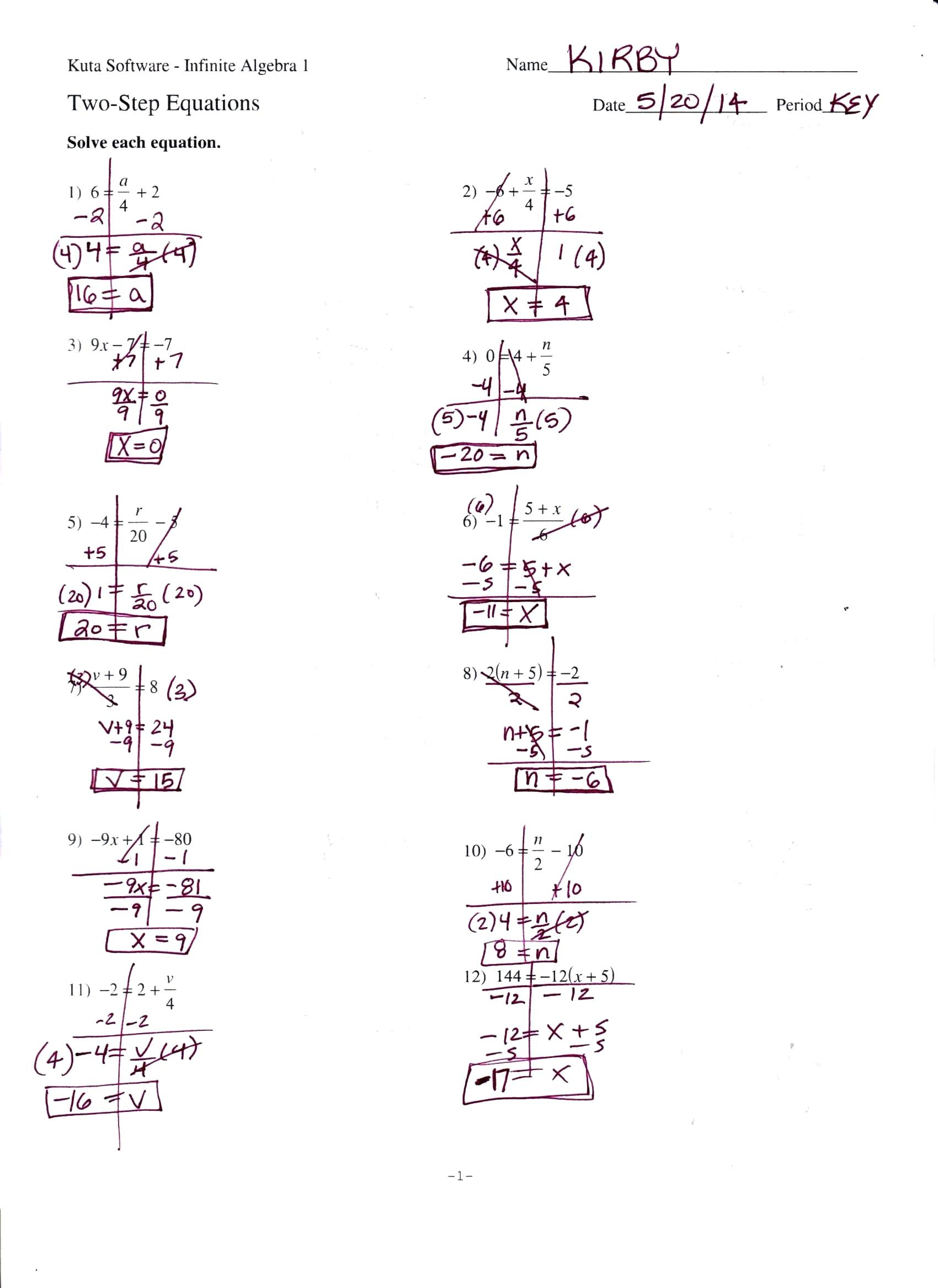 Two Step Equation Worksheet Worksheet For Education